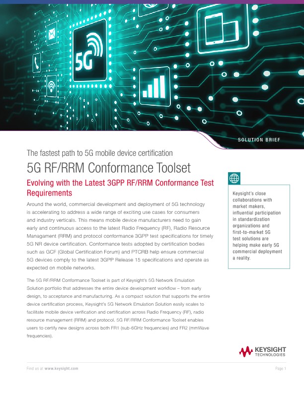 5G RF/RRM Conformance Toolset PDF Asset Page | Keysight